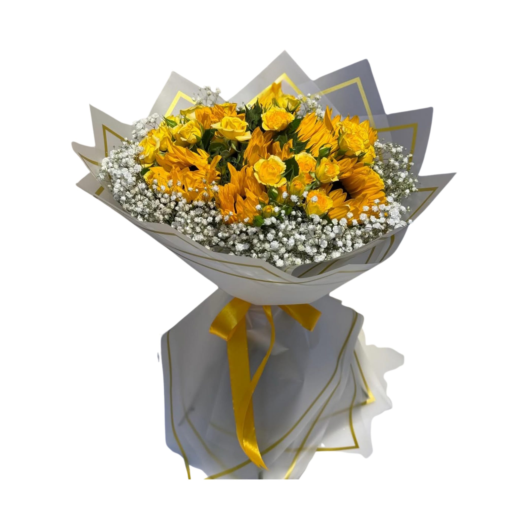Send Yellow Roses & Sunflowers Bouquet to Mosul, Iraq – SHA100 Gifts ...
